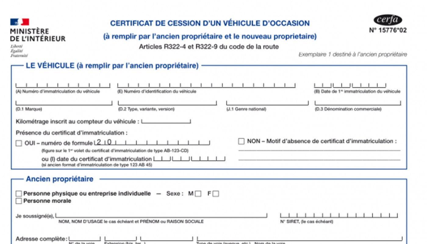 Certificat de cession de véhicule 2025 : Cerfa à télécharger